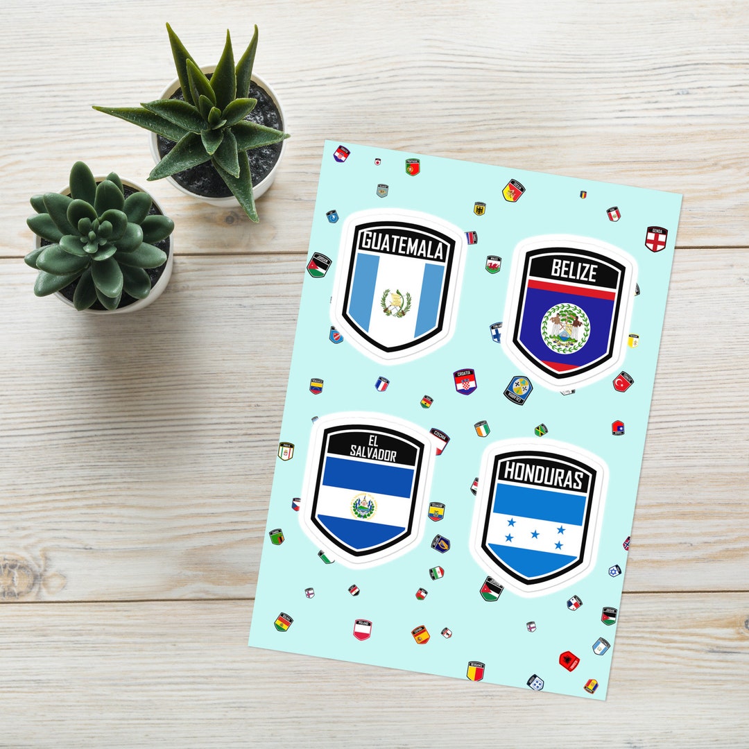 Central America Emblem Sticker Pack 1: Guatemala, Belize, El Salvador ...