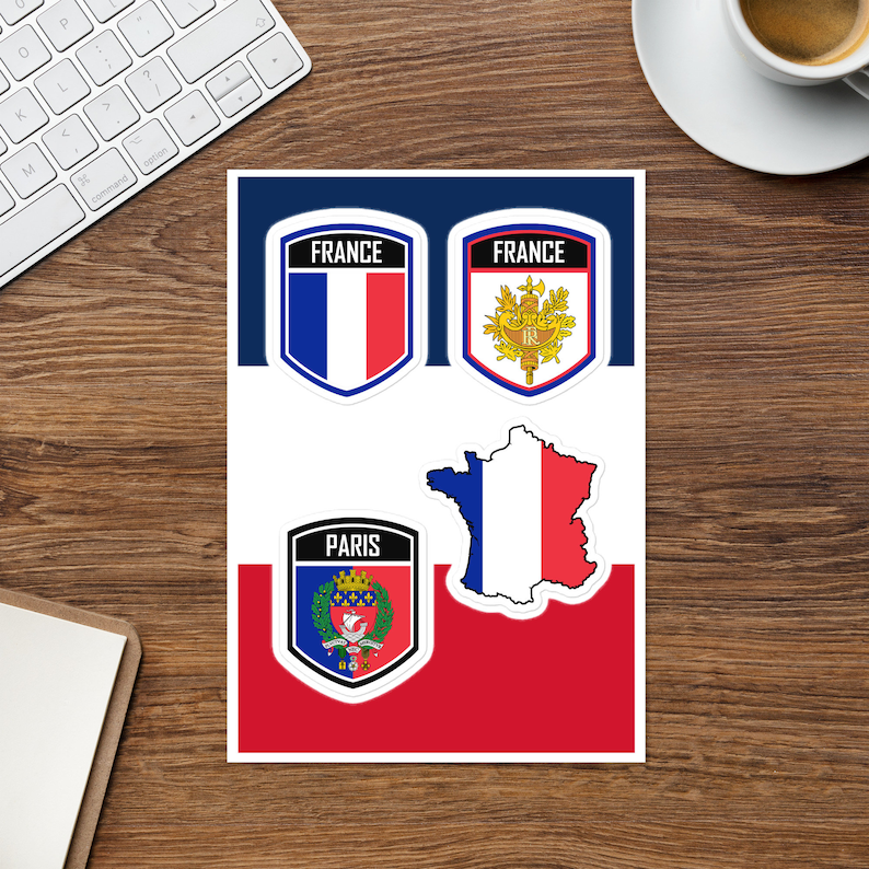 French Sticker Pack: Flag Emblems Map Coat of Arms and Paris - Etsy
