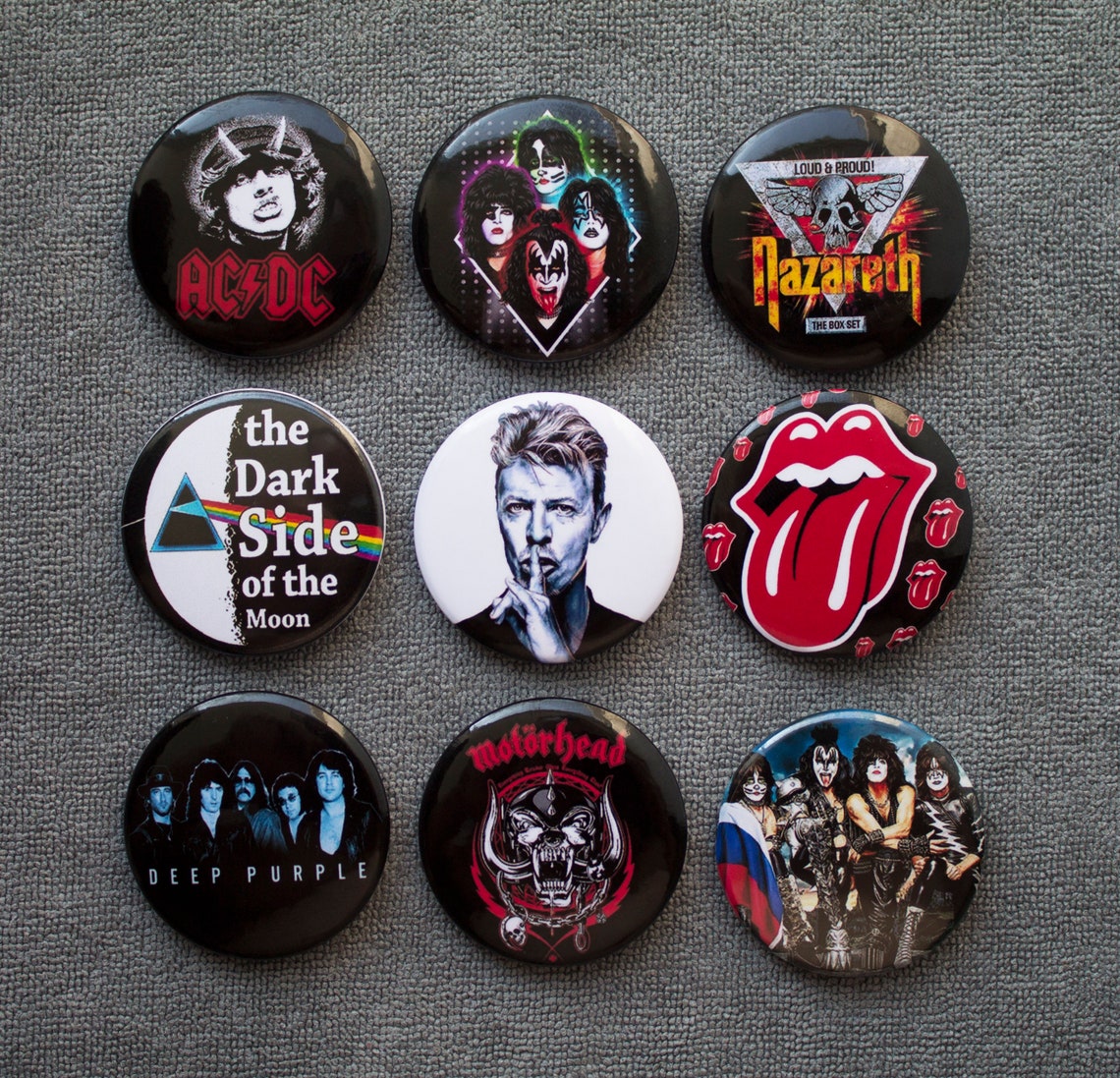 Badge pin button rock band rolling stones acdc deep purple | Etsy