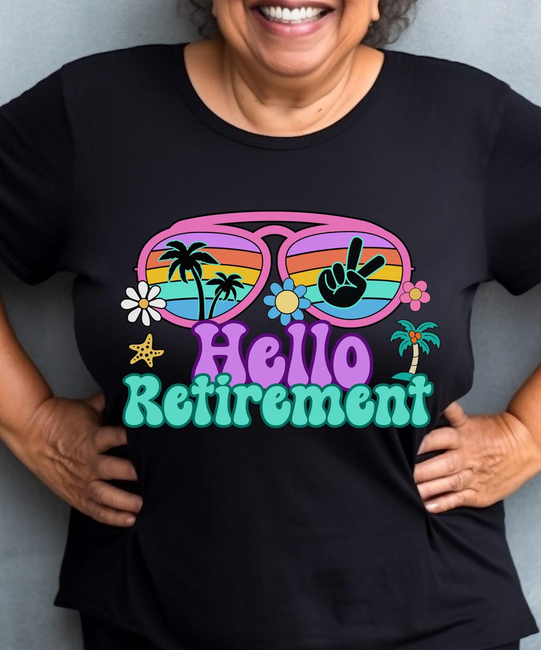 Retro Retirement Shirt, Groovy Beach Neon Retirement Gift for Mom ...