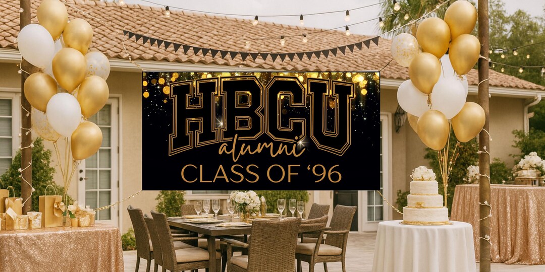 HBCU Alumni Banner Class Of, Black Gold Reunion Party Decor, Class ...