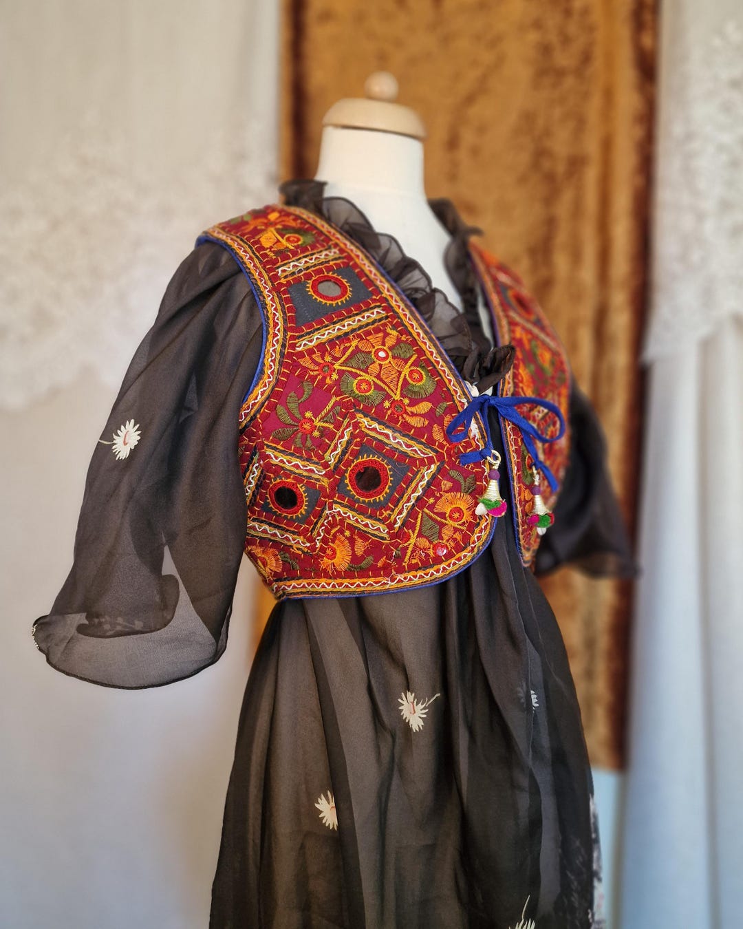 VINTAGE BOHO WAISTCOAT Hippie Indian Embroidery - Etsy