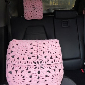 Pink Headrest Covers,crochet Sunflower Car Headrest Cover,car Headrest ...