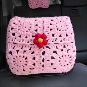 Pink Headrest Covers,crochet Sunflower Car Headrest Cover,car Headrest ...