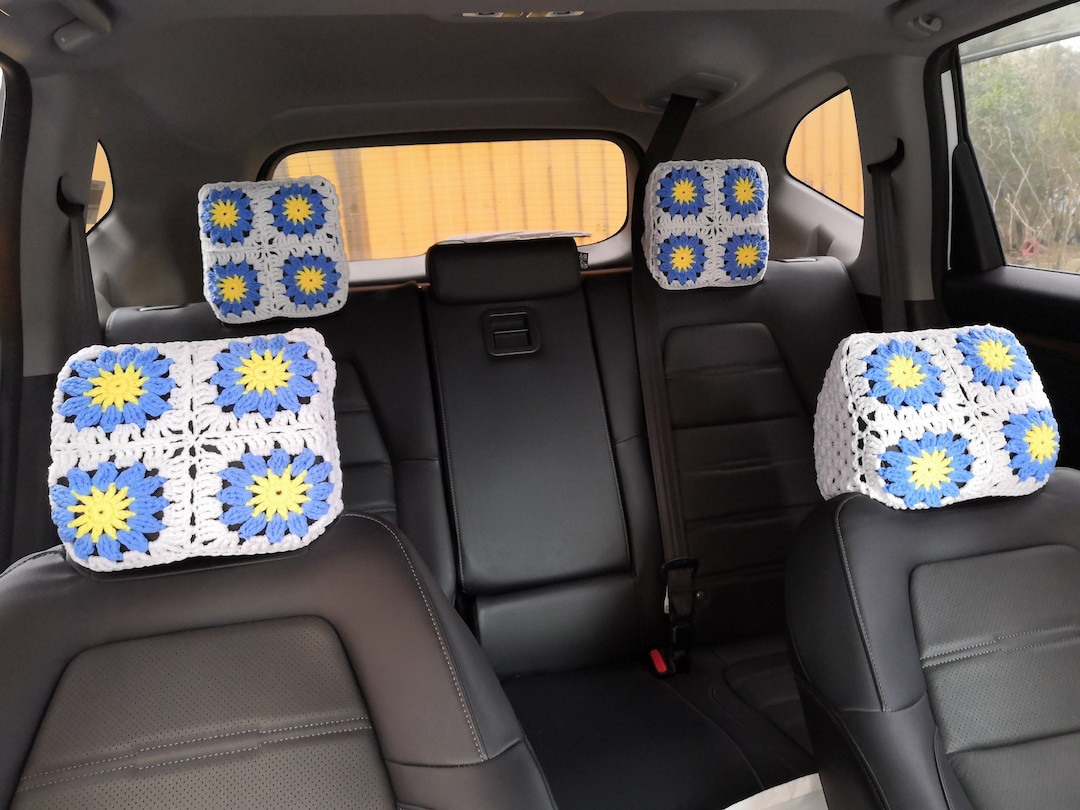 Car Headrest Covers,crochet Seat Headrest Cover,crochet Steering Wheel ...