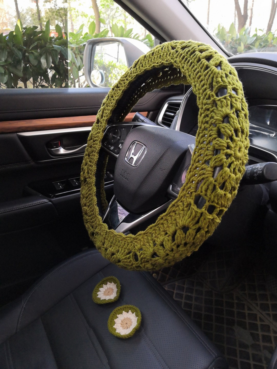 Sunflower Steering Wheel Cover,car Steering Wheel Cover,green Steering ...