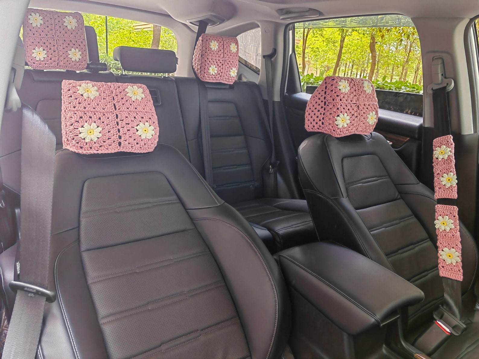 Car Accessories Set Include Crochet Daisy Car Headrest Covers - Etsy