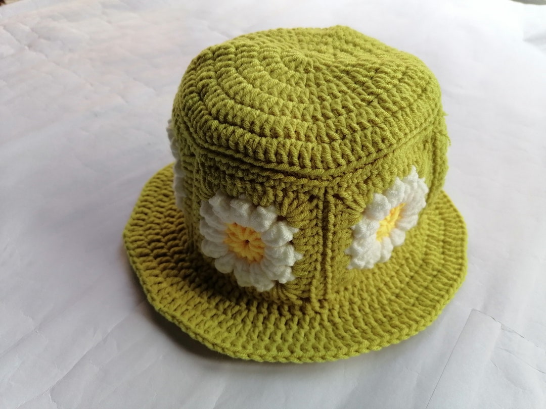 Handmade Crochet Daisy Flower Bucket Hat - Etsy
