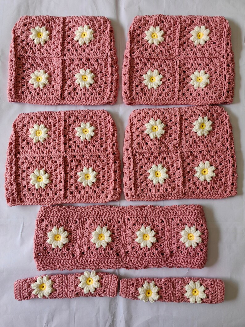Car Accessories Set Include Crochet Daisy Car Headrest Covers - Etsy