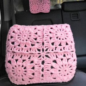Pink Headrest Covers,crochet Sunflower Car Headrest Cover,car Headrest ...