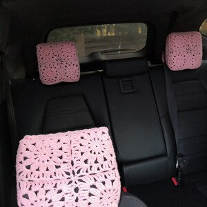 Pink Headrest Covers,crochet Sunflower Car Headrest Cover,car Headrest ...