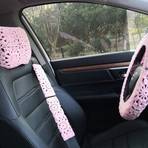 Pink Headrest Covers,crochet Sunflower Car Headrest Cover,car Headrest ...