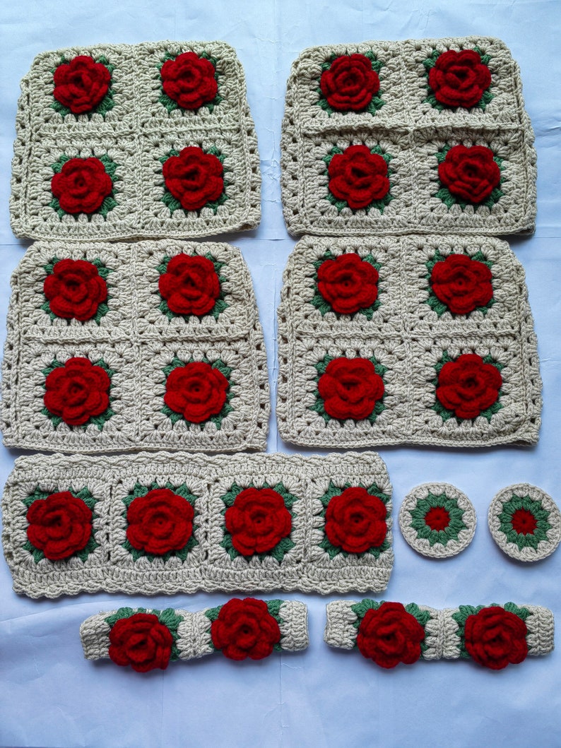 Car Accessories Set Include Crochet Roses Car Headrest Covers - Etsy