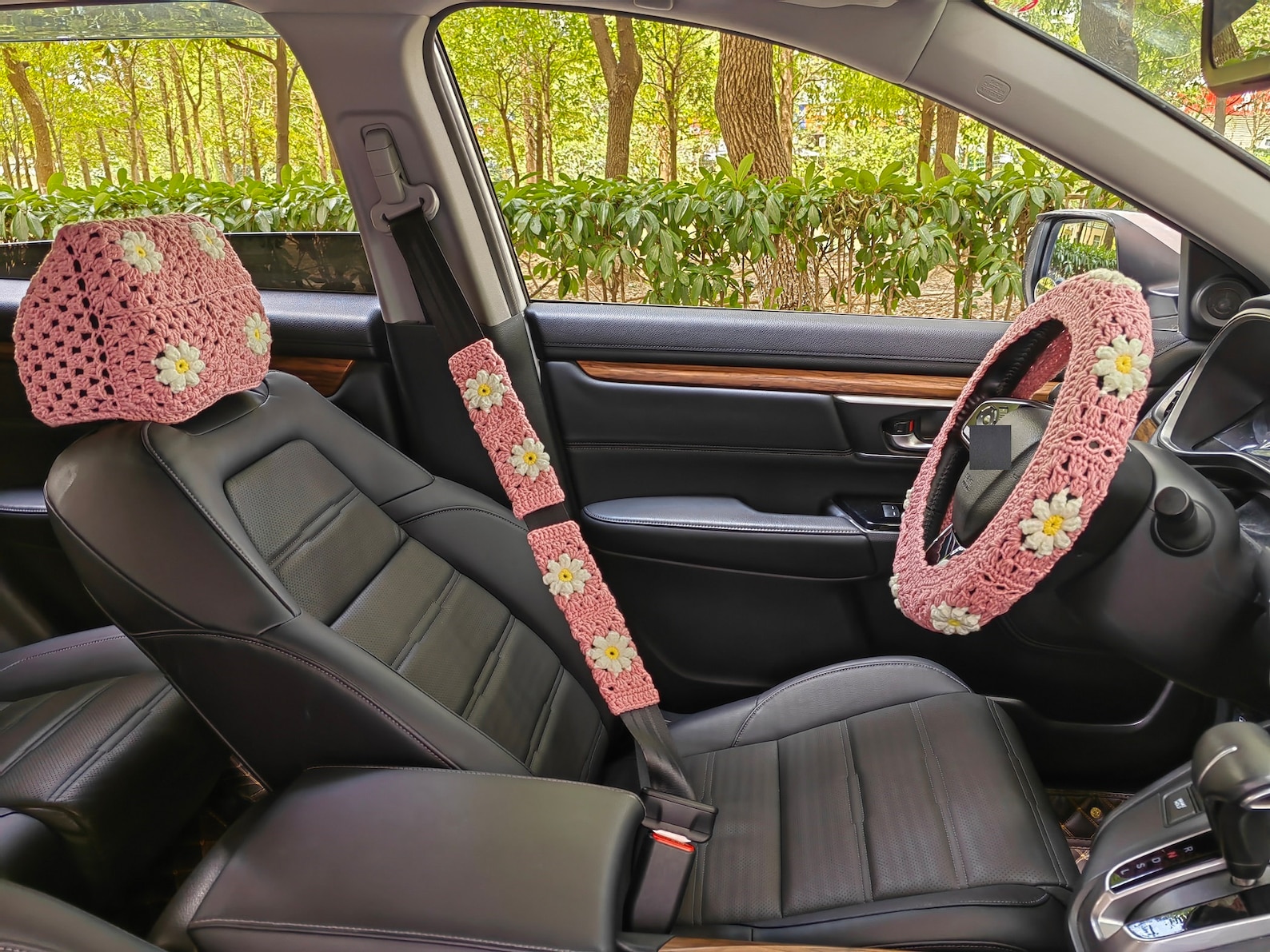 Car Accessories Set Include Crochet Daisy Car Headrest Covers - Etsy