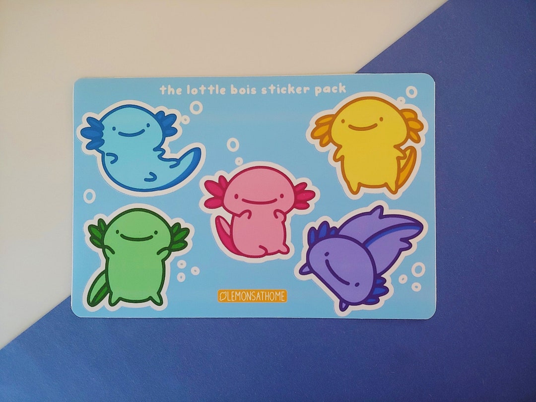 The Lottle Bois axolotl Sticker Sheet Matte Vinyl Sticker - Etsy