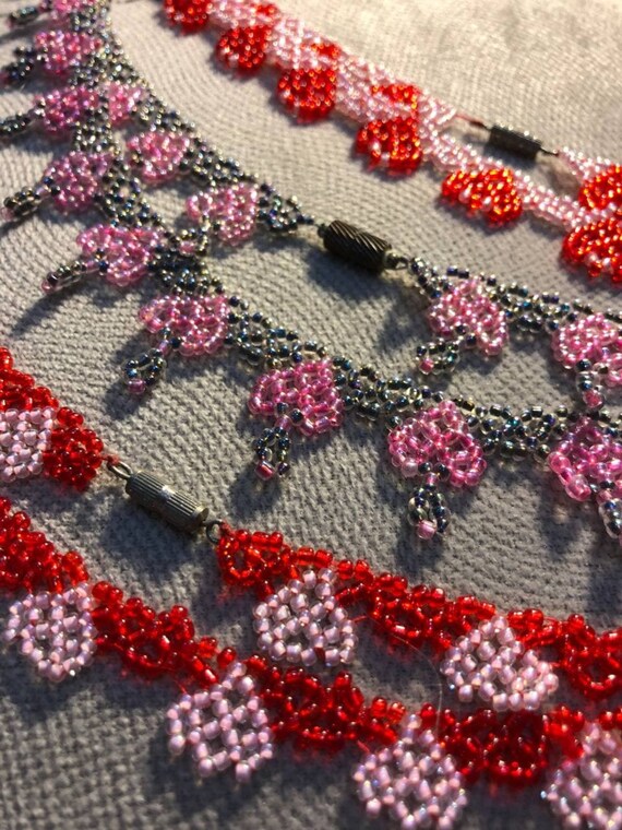 The thin red embellishment beaded | Etsy