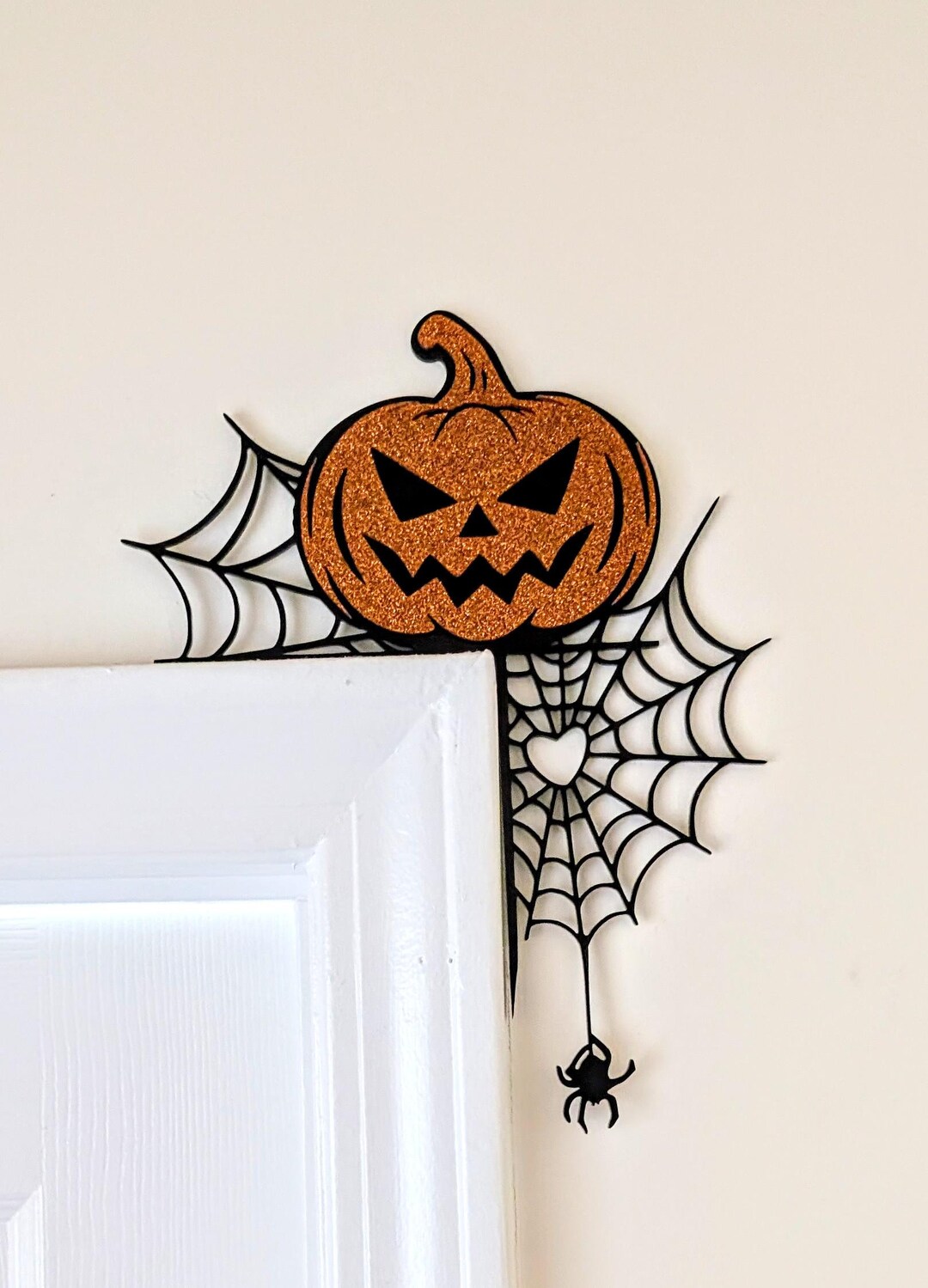 Spooky Pumpkin House Door Corner Sign, Spider Decor, Halloween Door ...