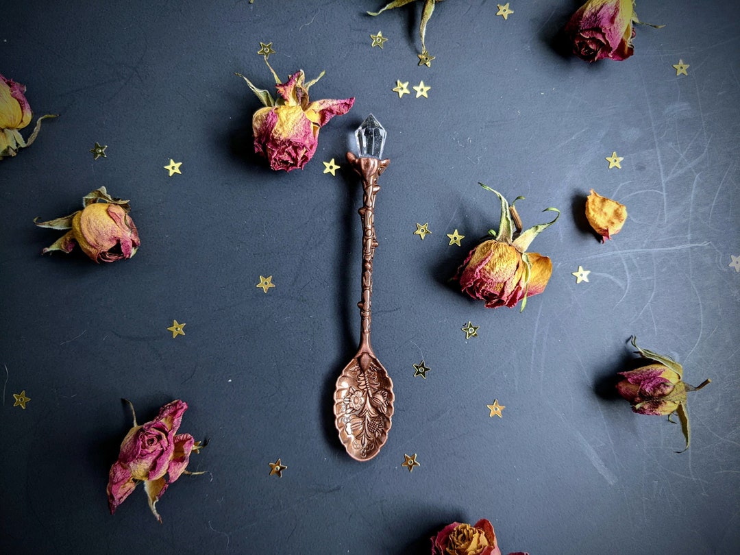 Crystal Spoon, Vintage Spoon, Carved Spoon, Fancy Teaspoon, Bronze ...