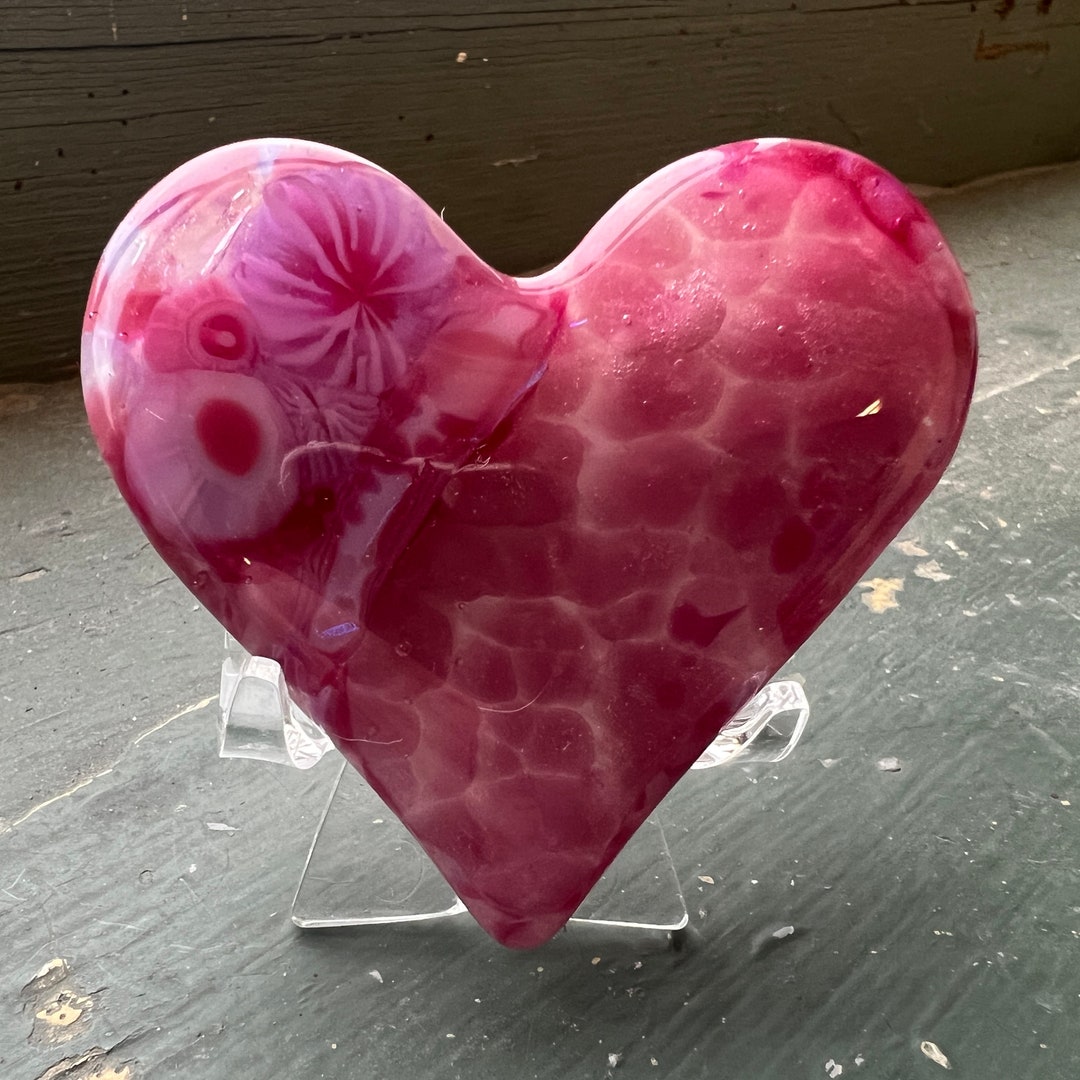 Fused Glass Hearts Pink Etsy