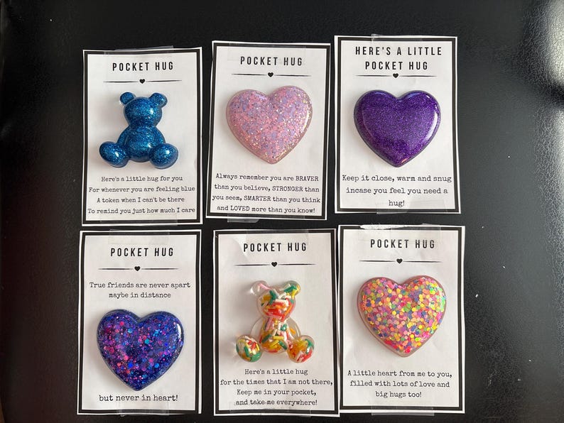 Pocket Hug|resin Heart|resin Bear|keepsake|thinking of You||sending ...