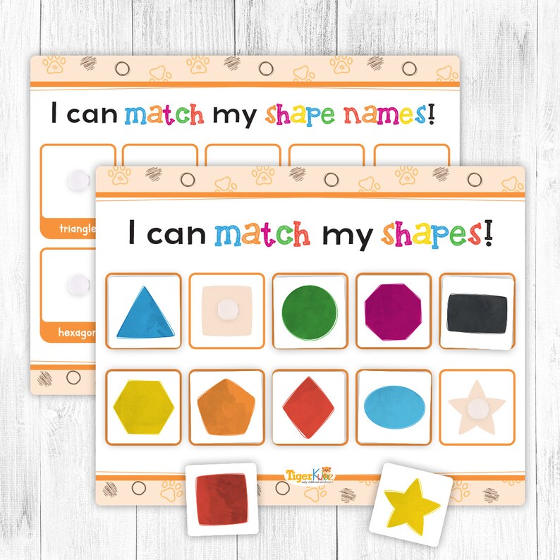 Learning Binder | Shapes Matching Learning Mat Bundle Busy Book Velcro ...