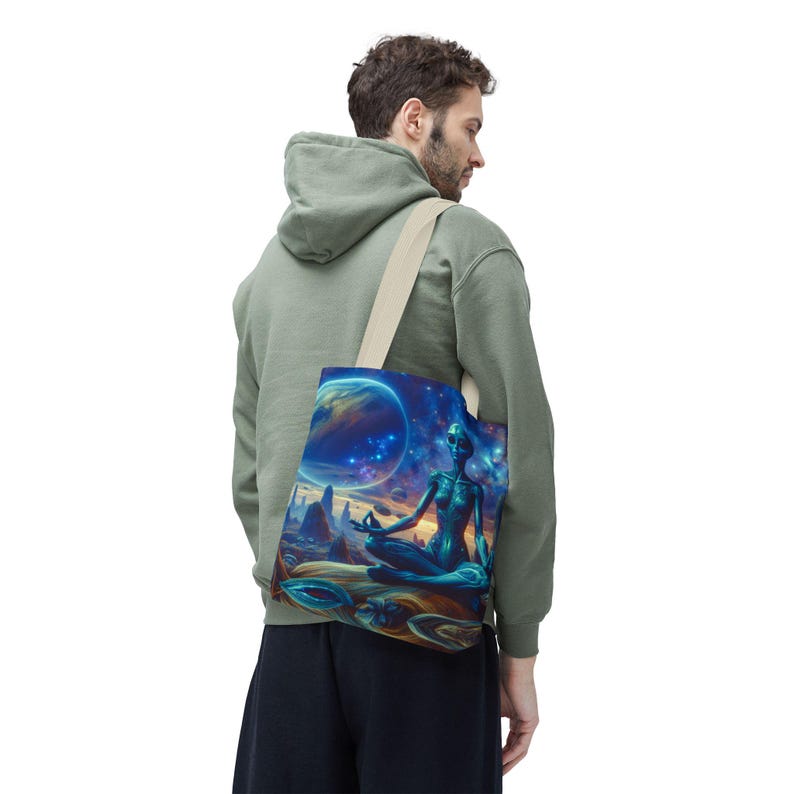 Cosmic Alien Art Tote Bag: Sci-fi Lover Gift - Etsy