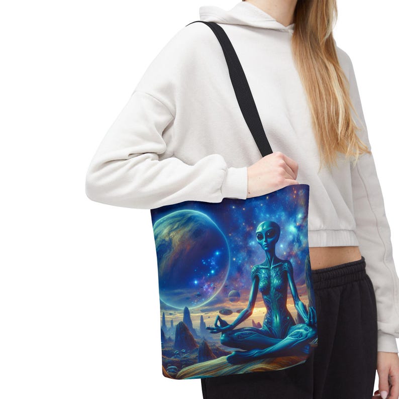 Cosmic Alien Art Tote Bag: Sci-fi Lover Gift - Etsy