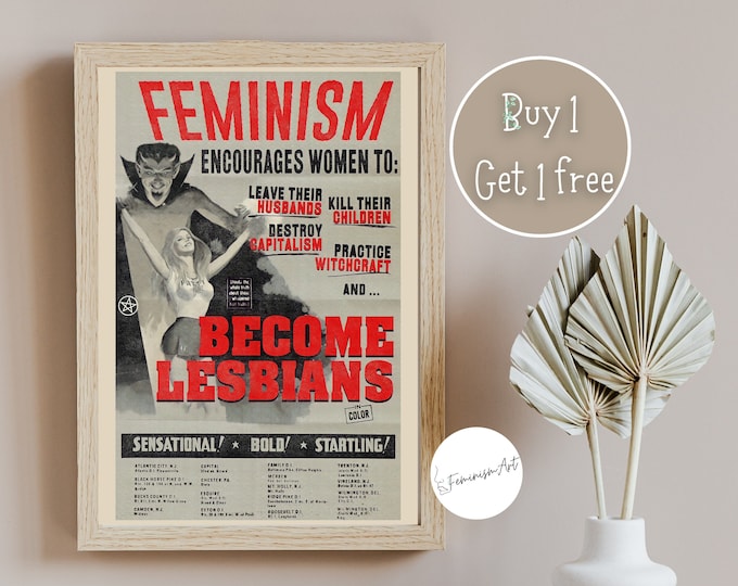 Feminist Wall Art Feminist Poster Vintage Feminism Encourages Women to ...