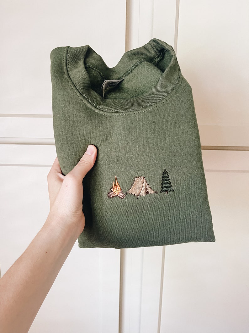Camping Trio Embroidered Crewneck - Etsy