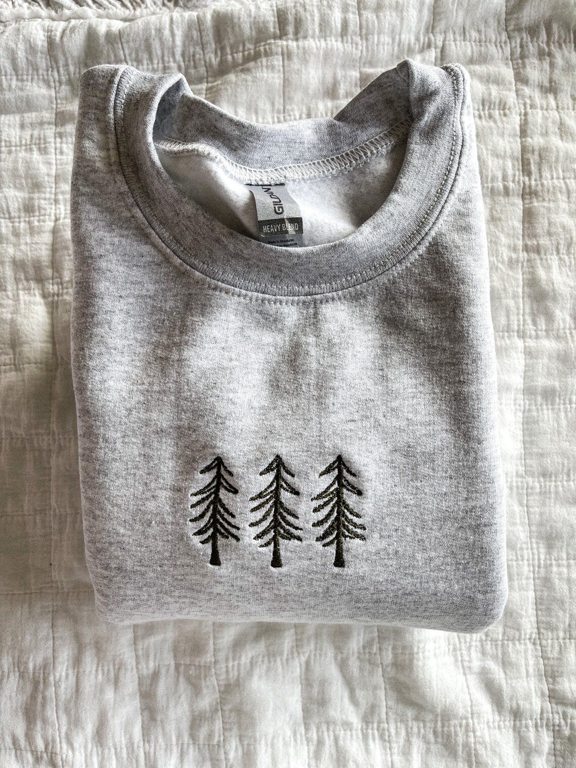 Pine Tree Trio Embroidered Crewneck Sweatshirt - Etsy