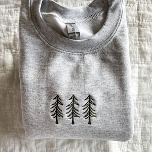 Pine Tree Trio Embroidered Crewneck Sweatshirt - Etsy