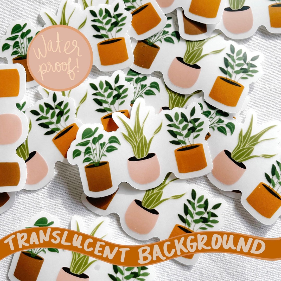 Houseplant Trio Sticker, Waterproof, Translucent Background , 3x1.9 In ...