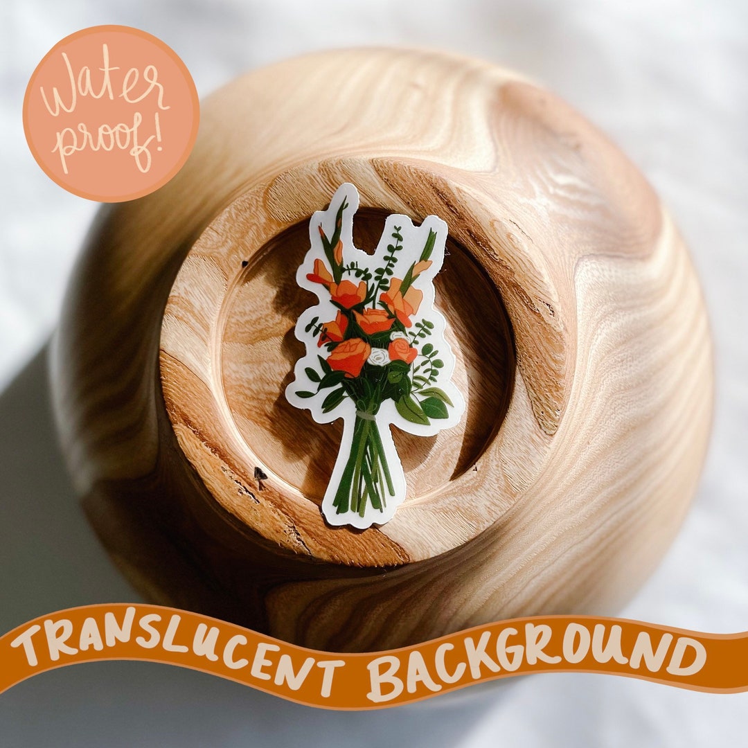 Flower Bouquet Sticker, Waterproof, Translucent Background , 3x1.6 In ...