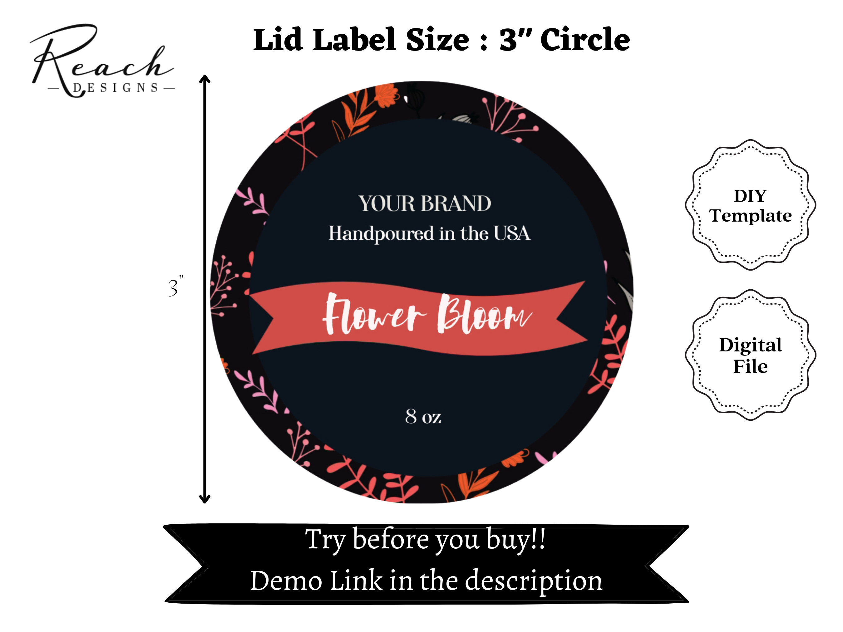 Editable Candle Label Template Candle Jar Label Candle Lid - Etsy