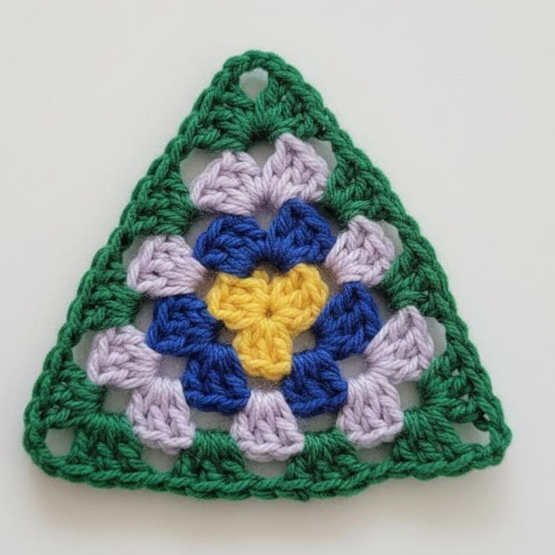 Triangle Granny Square Crochet Pattern PDF | Floral Triangle Motif ...
