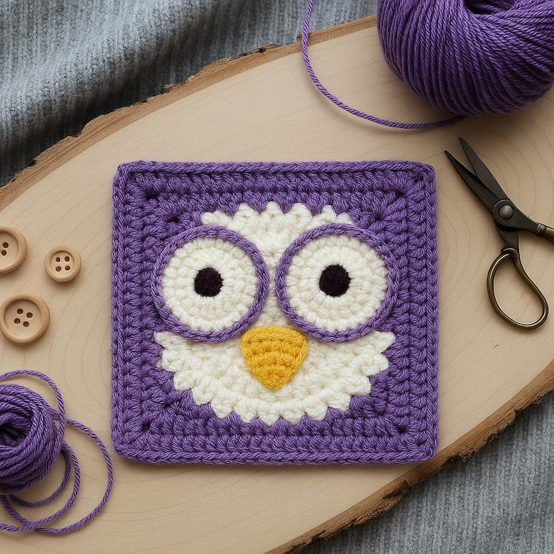 Owl Granny Square Crochet Pattern | Crochet Coaster Pattern | Instant ...