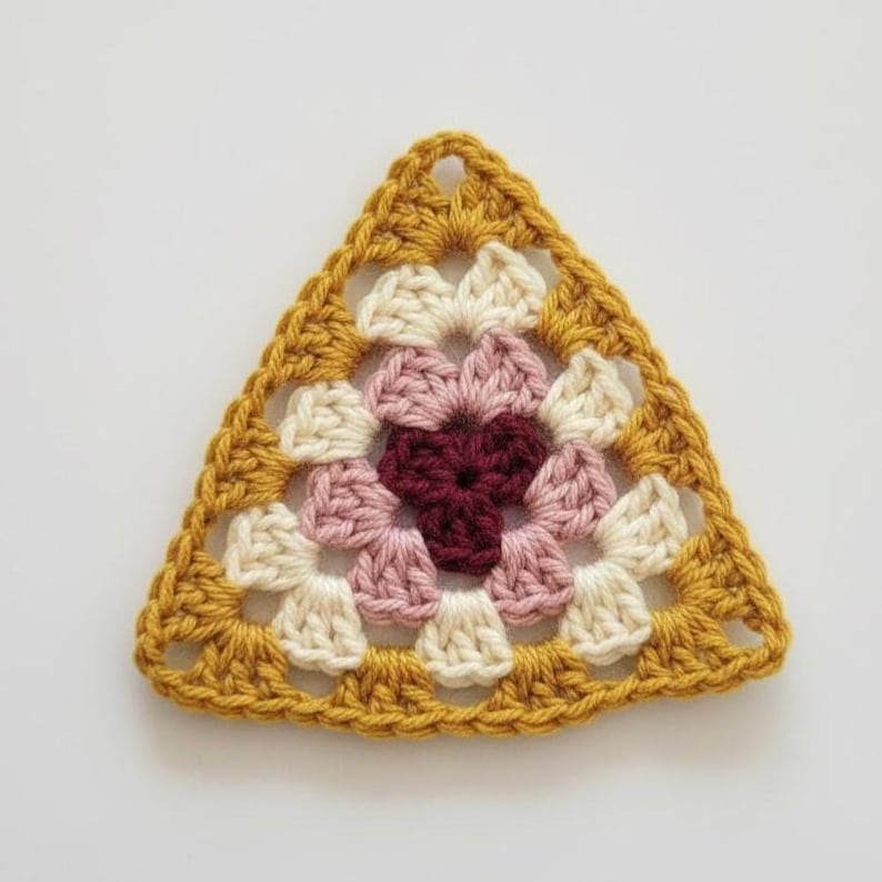 Triangle Granny Square Crochet Pattern PDF | Floral Triangle Motif ...