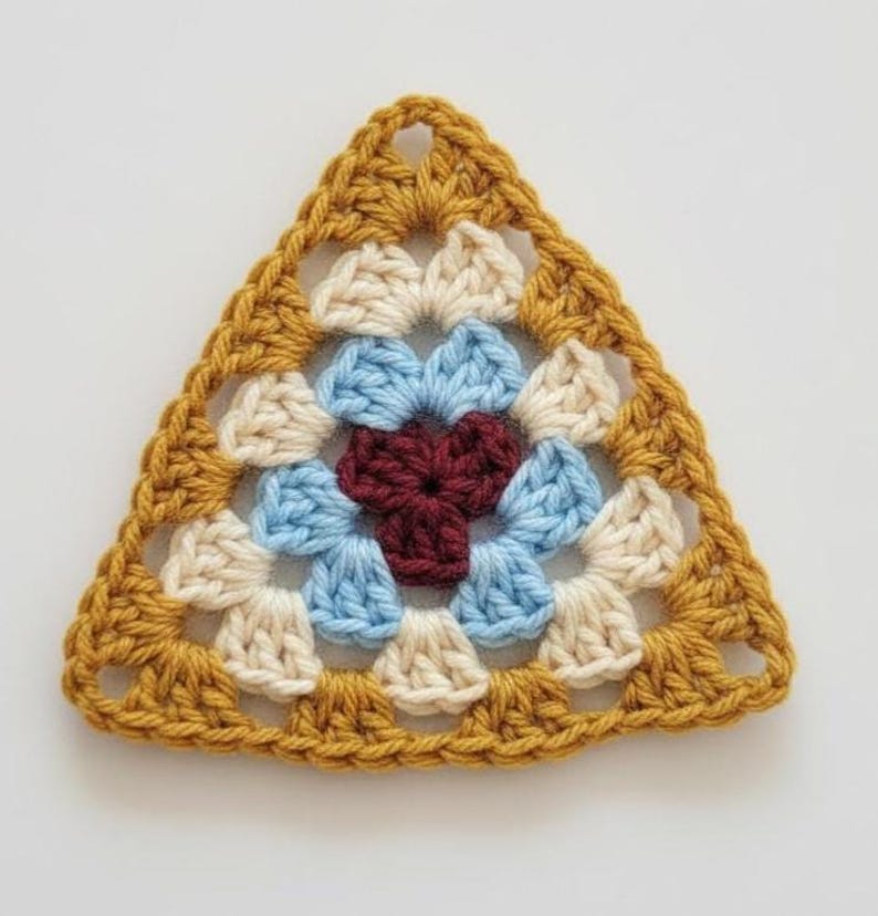 Triangle Granny Square Crochet Pattern PDF | Floral Triangle Motif ...