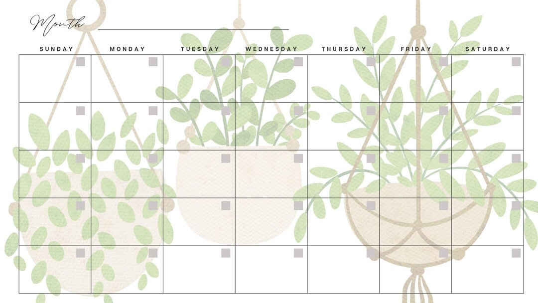 Printable Monthly Succulent Calendar - Etsy
