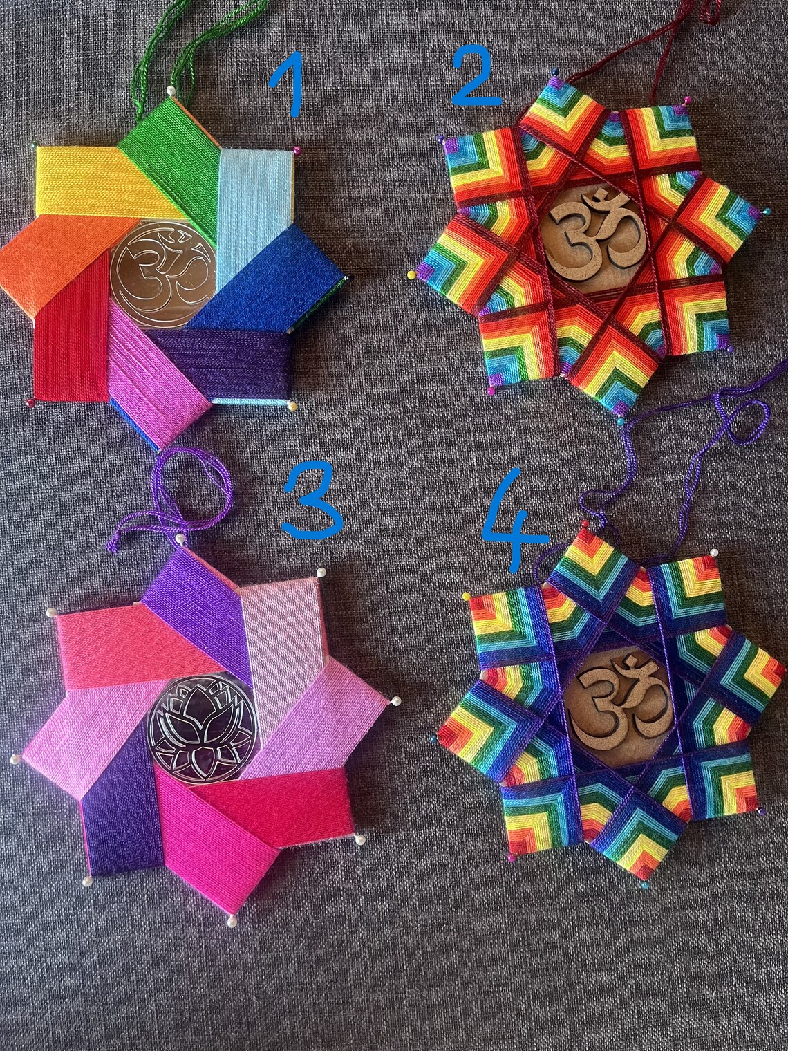 Yarn Mandala, Ohm, Om, Lotus, 7 Chakra, Rainbow, Yoga, Decoration ...