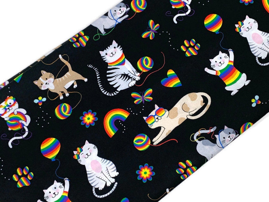 Rainbow Cat Fabric Sold by the YARD. Bow Wow Meow by Freckle + Lollie ...
