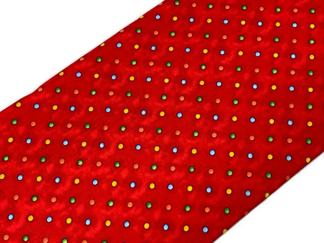 Bright Mottled Red With Rainbow Ombre Polka Dots Fabric by the YARD ...