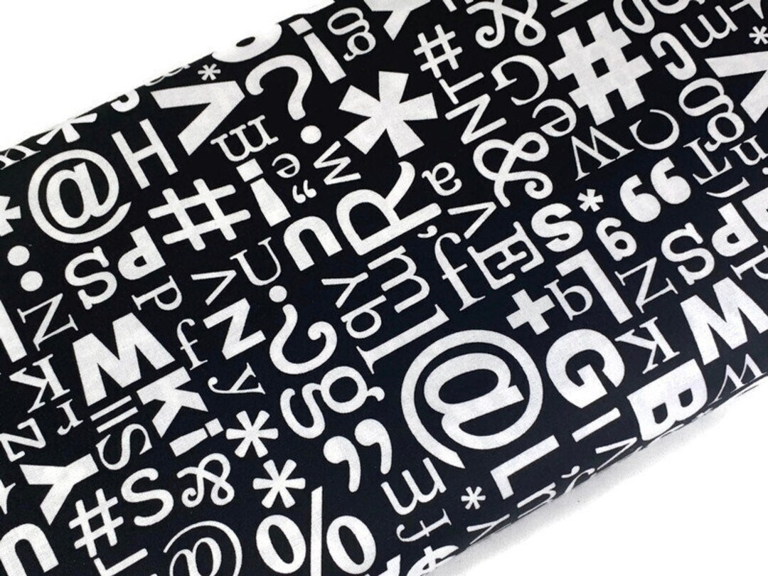 Black & White Graphic Typewriter Print Fabric by the Yard. Typecast by ...