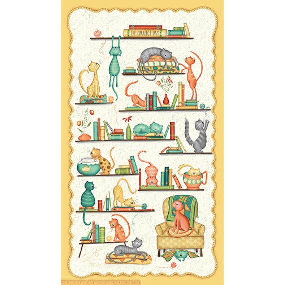 Catitude Purrfect Day Cat Fabric Sold by the PANEL. Windham | Etsy