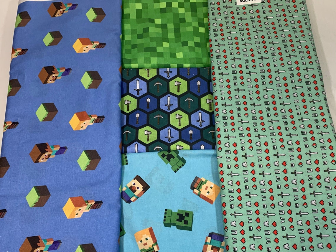Minecraft Fabric by the YARD. Minecraft Pixelsgrass Block - Etsy
