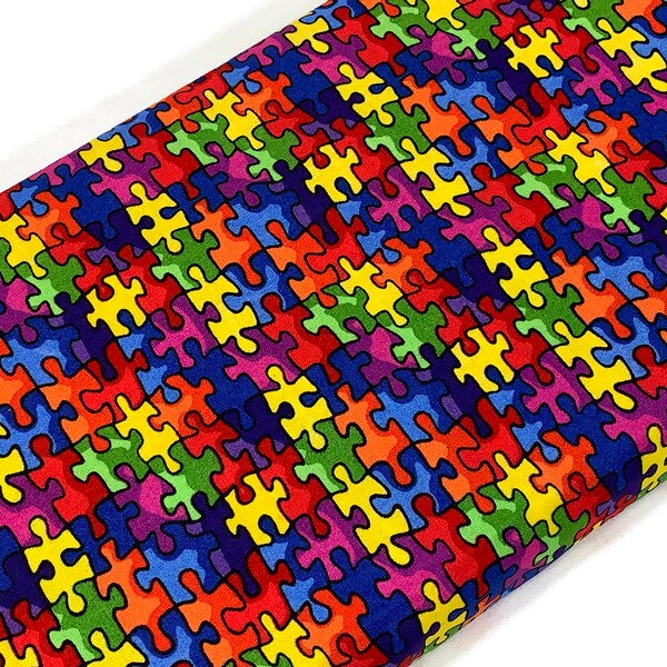 Autism Puzzle Fabric - Etsy