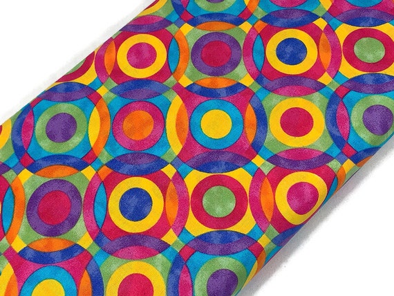 Rainbow Concentric Circles Print Fabric by the YARD. Assorted - Etsy