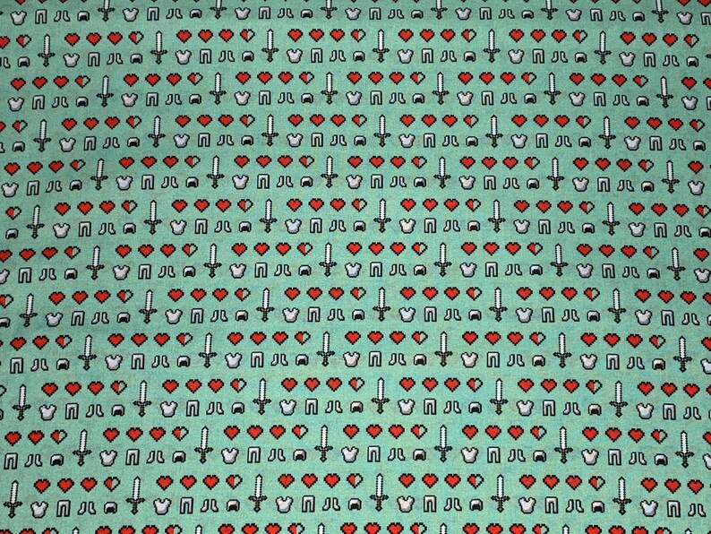 Minecraft Fabric by the YARD. Minecraft Icons on Mint Green. - Etsy