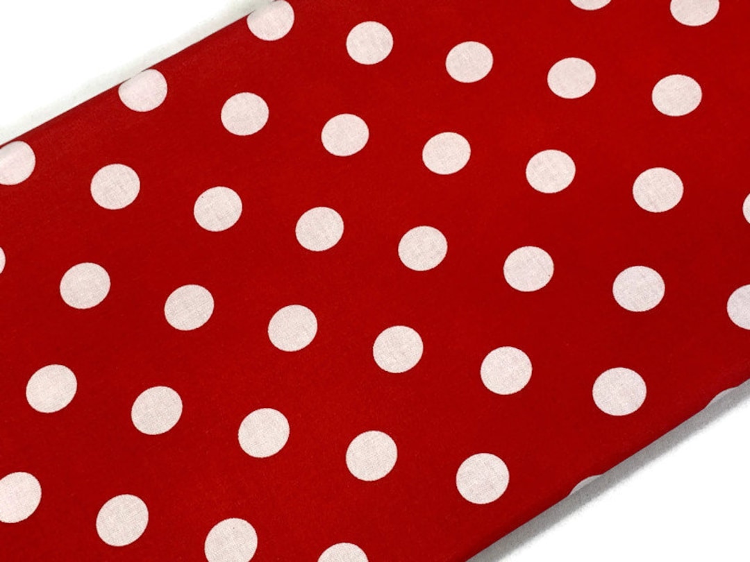 Large Red Polka Dot Print Fabric by the YARD. Red With 3/4 Inch White ...