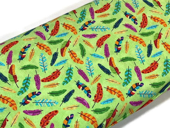 Fantastic Feather Fabric by the YARD. Rainbow Colored Feathers | Etsy